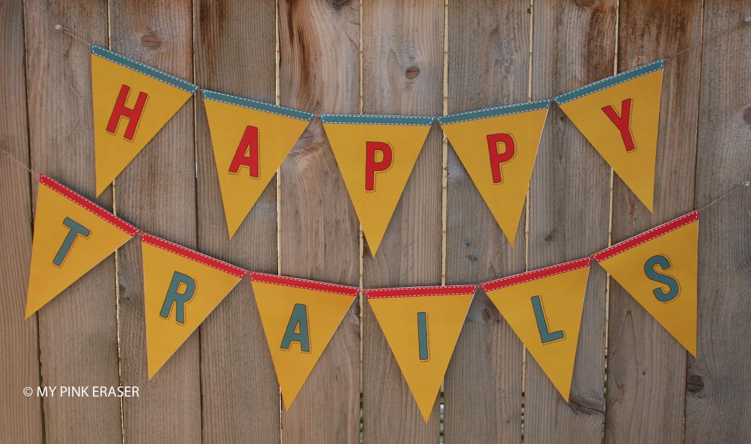 Camping Party Banner // Happy Trails Banner // Farewell Party Banner - Etsy