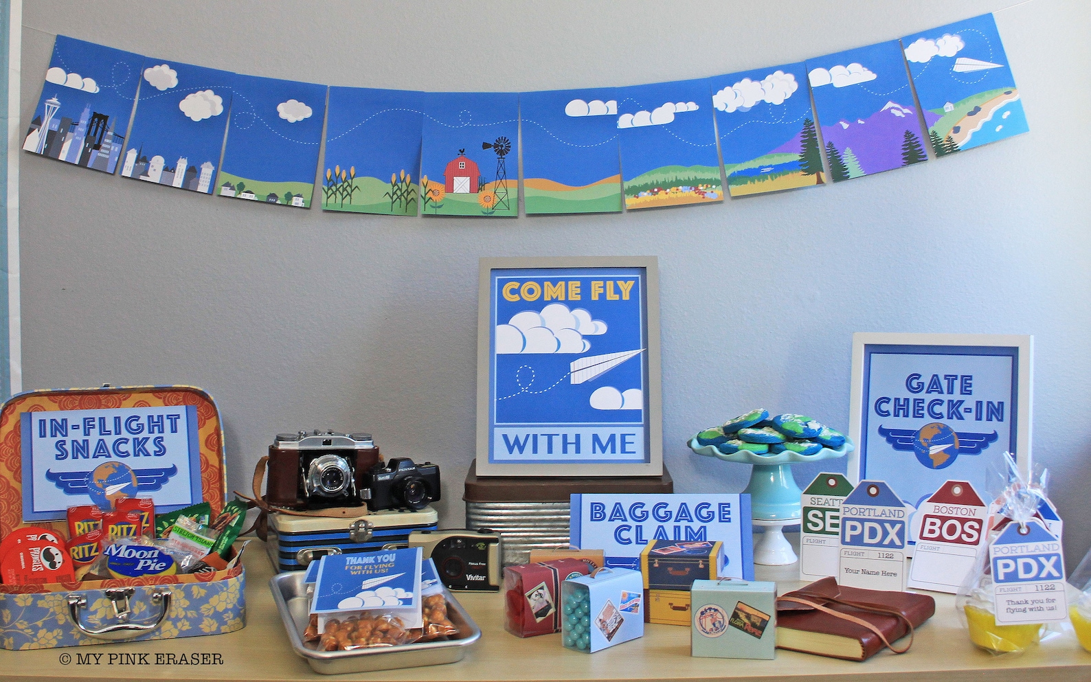 Paper Airplane Theme Banner // Travel Theme Banner // America - Etsy