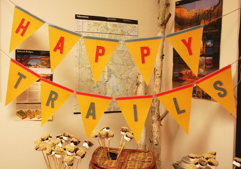 Camping Party Banner // Happy Trails Banner // Farewell Party Banner - Etsy