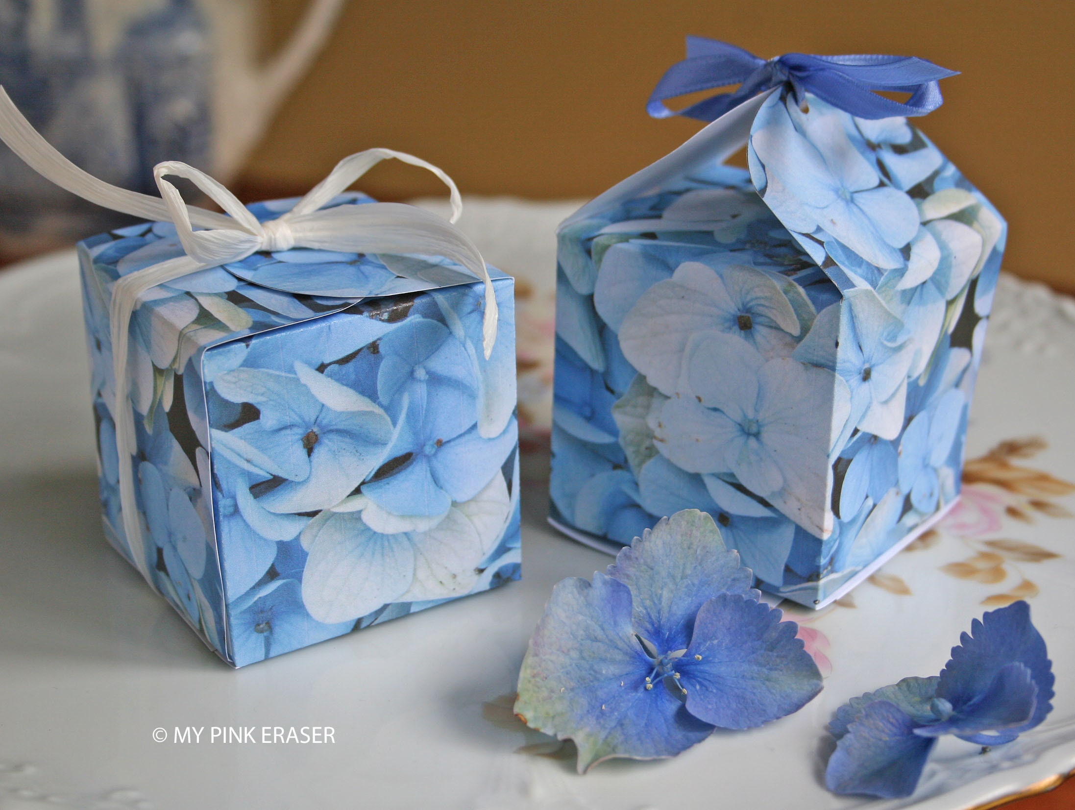 Hydrangea Favor Box // Hydrangea Flower Treat Box - Etsy