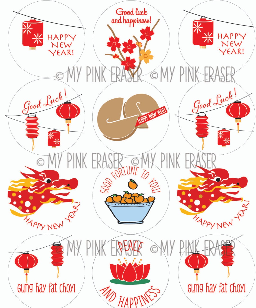 Chinese New Year Stickers // Lunar New Year Stickers - Etsy