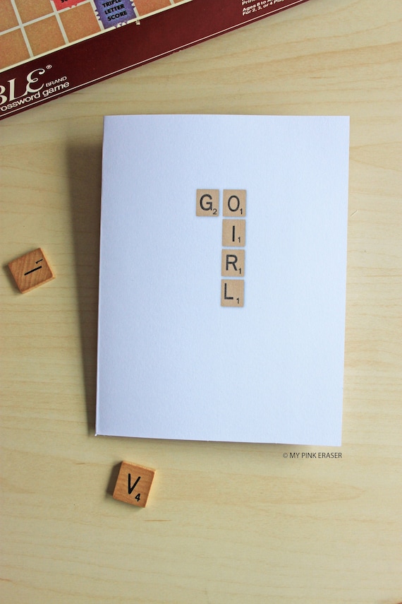 Scrabble Theme Card // Go Girl Card | Etsy
