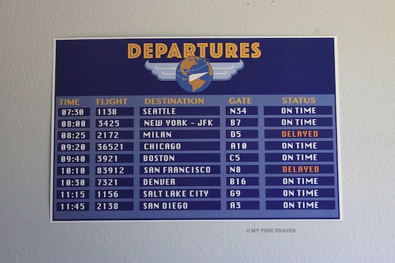 Airline Departure Sign // Airplane Theme Departure Sign - Etsy