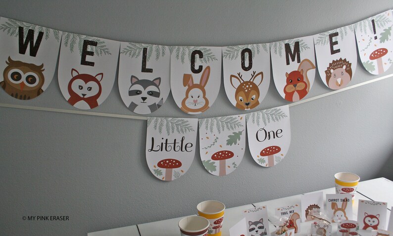 Woodland Animal banner // Woodland theme party | Etsy