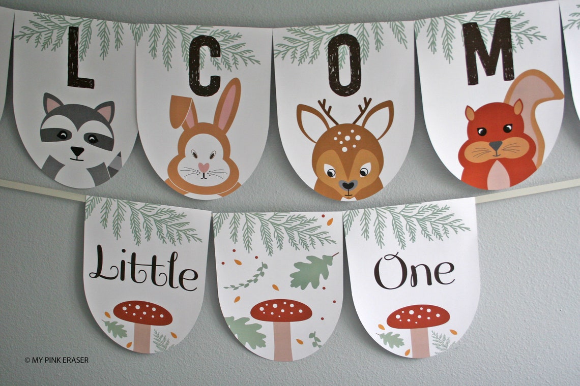 Woodland Animal banner // Woodland theme party | Etsy