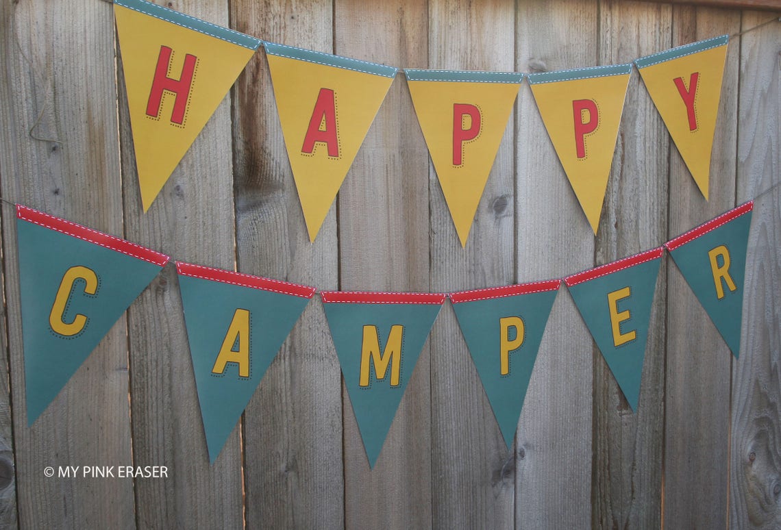 Happy Campers Banner // Camping Party Decorations - Etsy