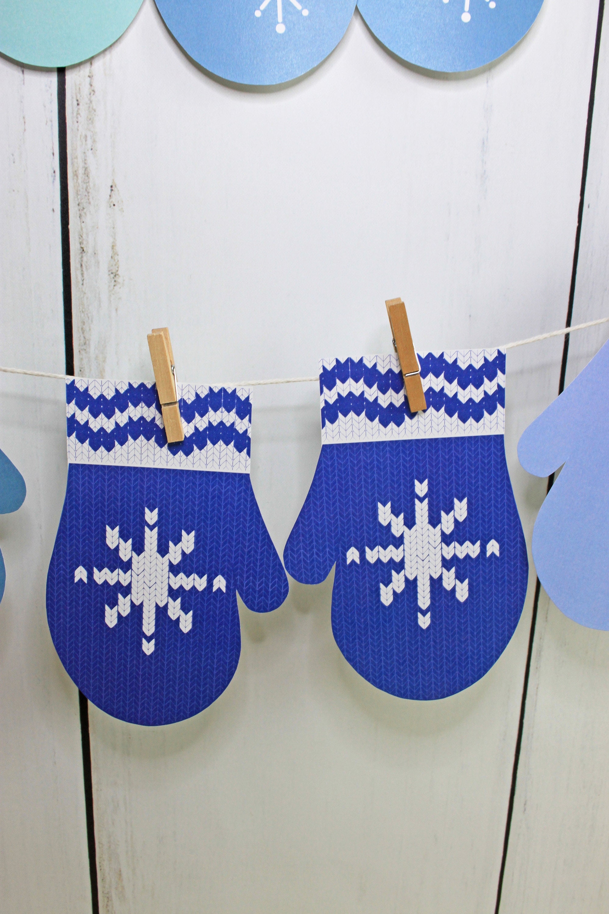 Mitten Banner // Blue Mitten Banner - Etsy