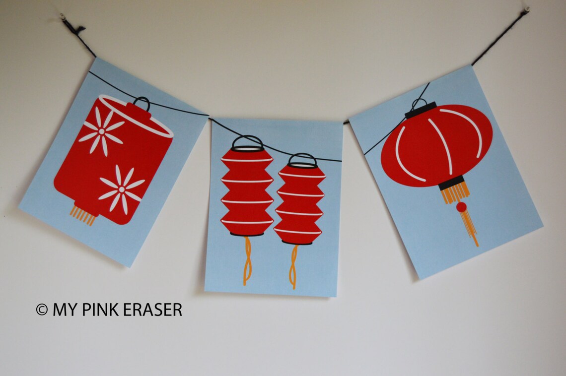 Chinese New Year Banner // Paper Lantern Banner - Etsy