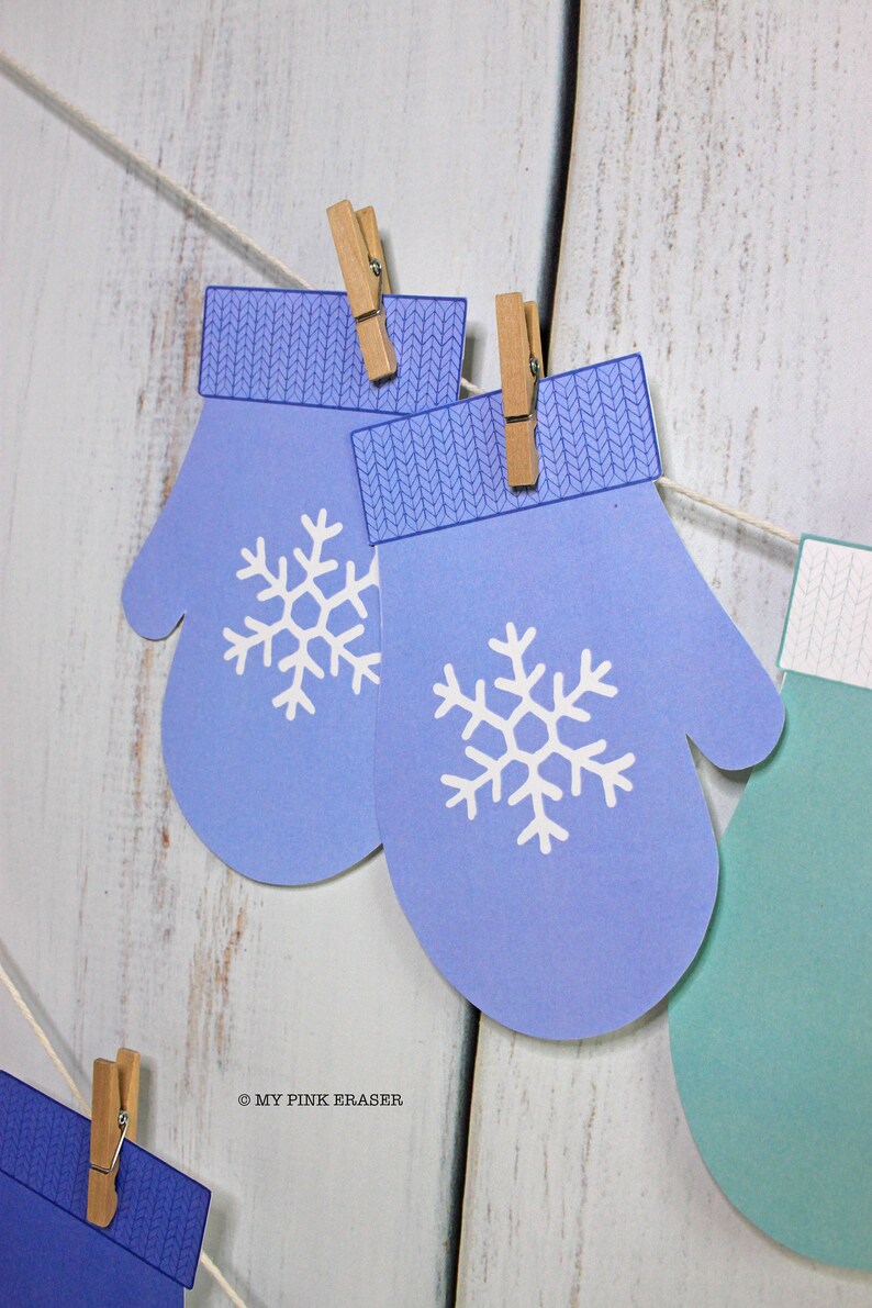 Mitten Banner // Blue Mitten Banner - Etsy