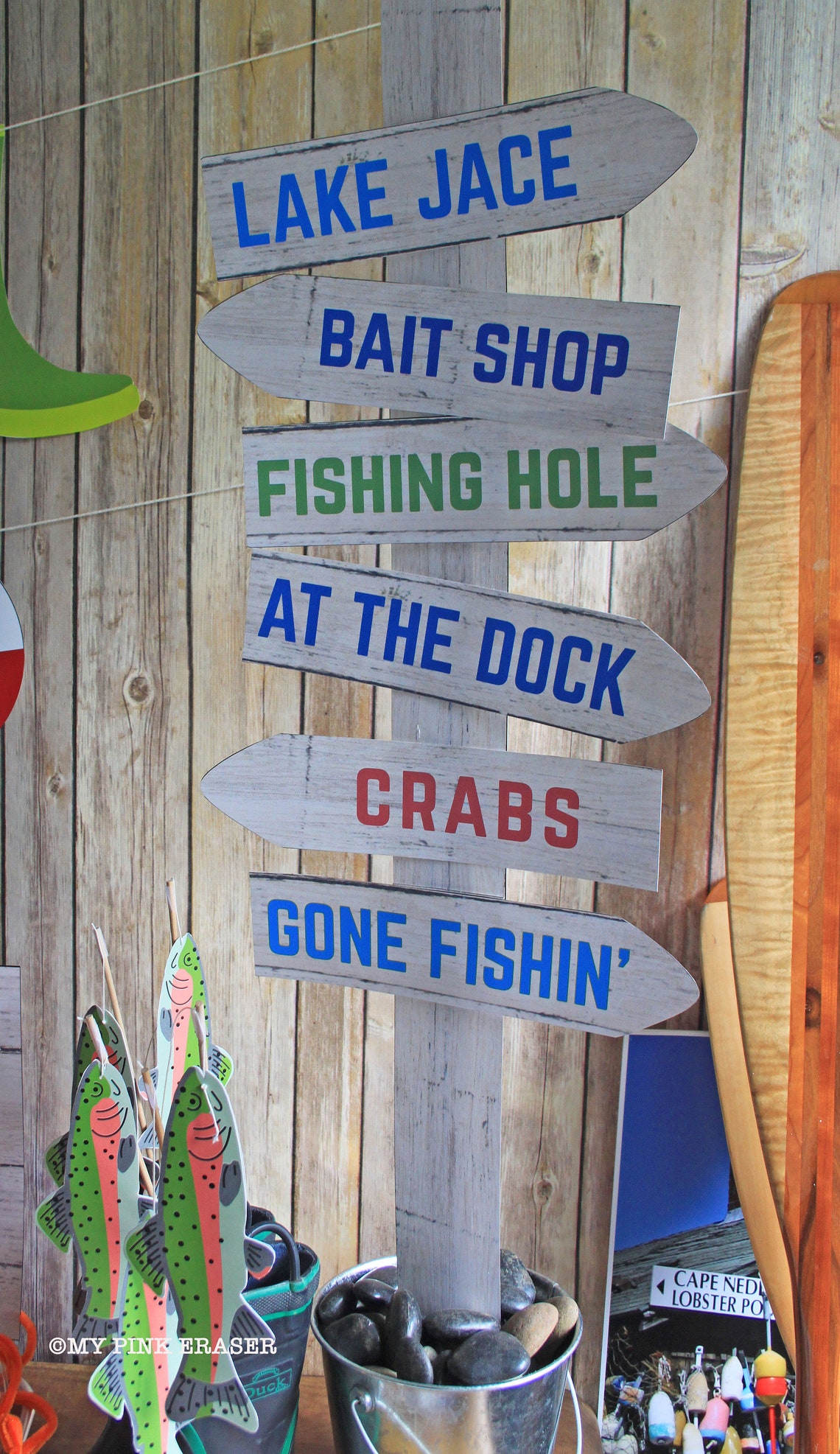 Direction Sign // Fishing Theme Party - Etsy
