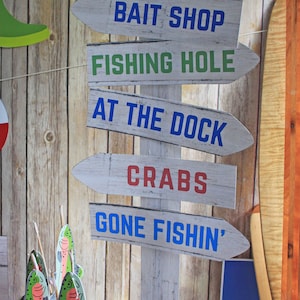 Direction Sign // Fishing Theme Party - Etsy