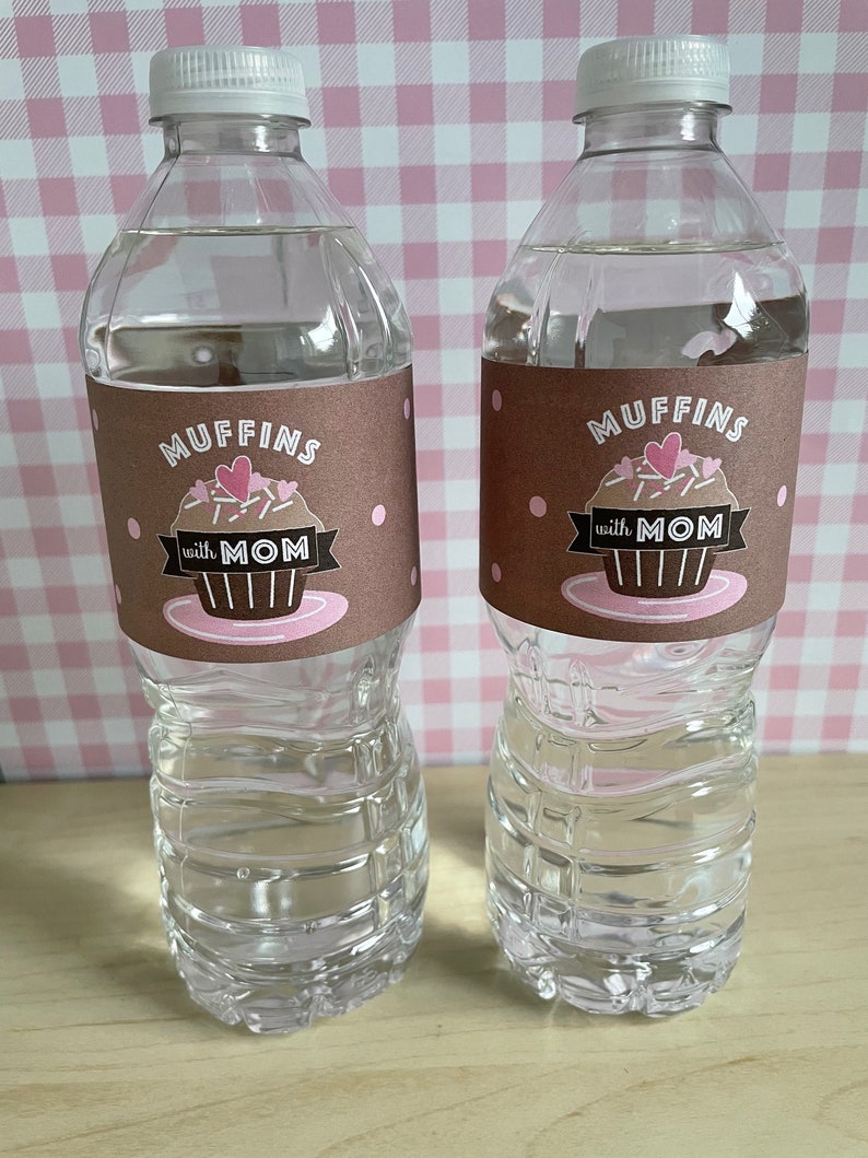 Muffins With Mom Water Bottle Label // Mom Group Bottle Wrap - Etsy