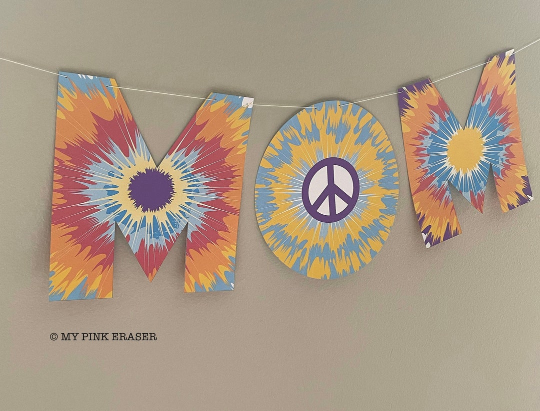 Mom Tie Dye Banner // Mom Peace Pennant - Etsy