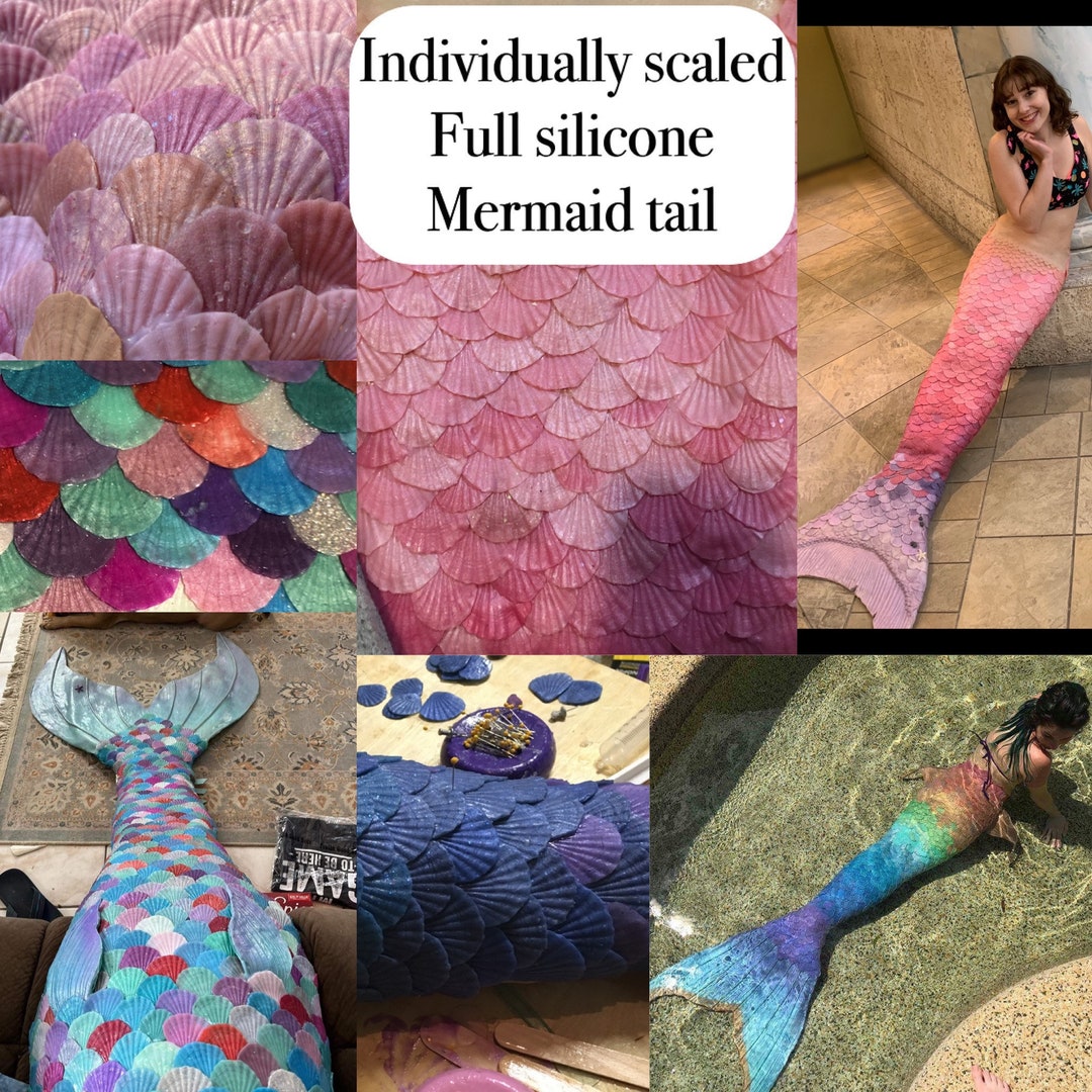 Realistic Silicone Mermaid Tail Custom Handmade individual Scales skin ...
