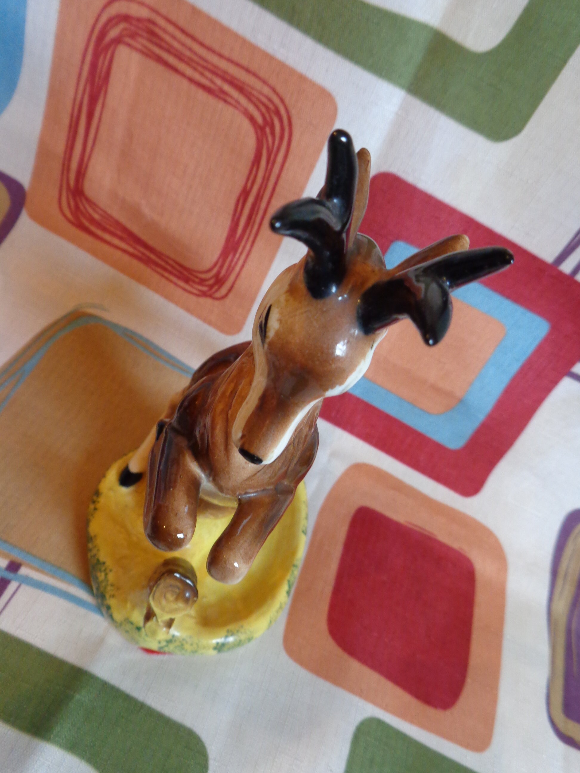 Vintage Bank Deer Stag Jumping Over Tree Stump Ceramic Coin Bank or ...