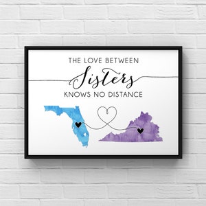 Long Distance Sisters Personalized Gift, Going Away Sign for Family ...