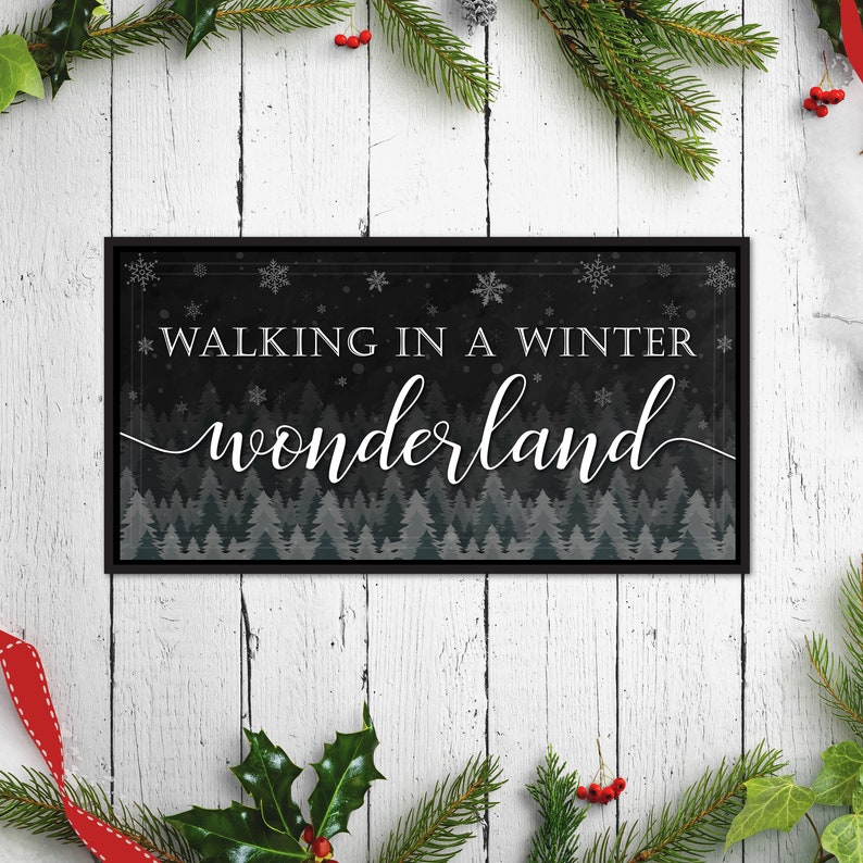 Walking in A Winter Wonderland Sign, Christmas Wall Decor, Modern Wood ...