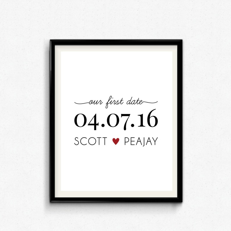 Our First Date Anniversary Date With Couples Names Special Etsy