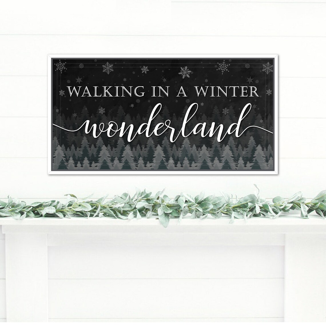 Walking in A Winter Wonderland Sign, Christmas Wall Decor, Modern Wood ...