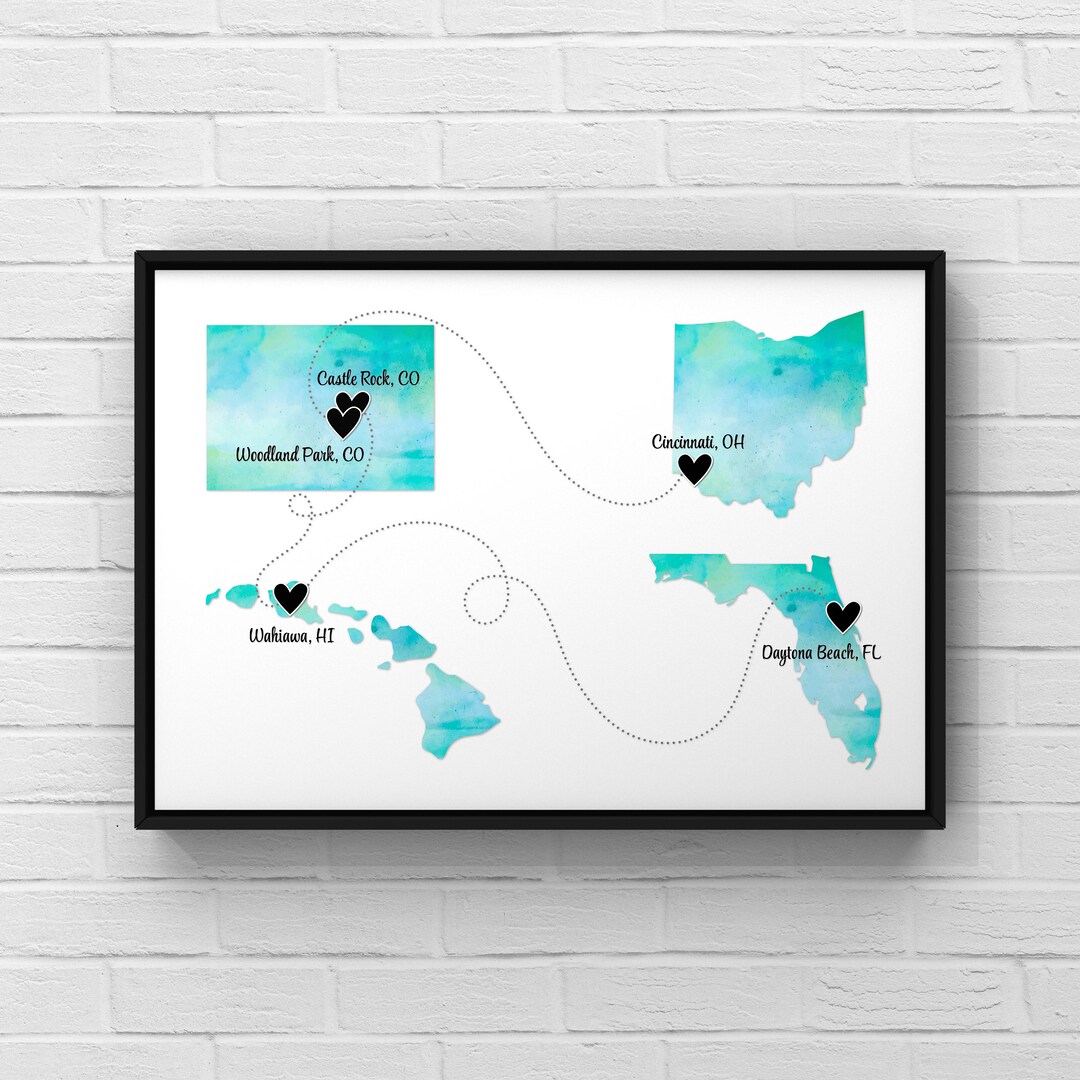 World Traveler Print, Custom Moving Away Gift for Family, Travel Map ...