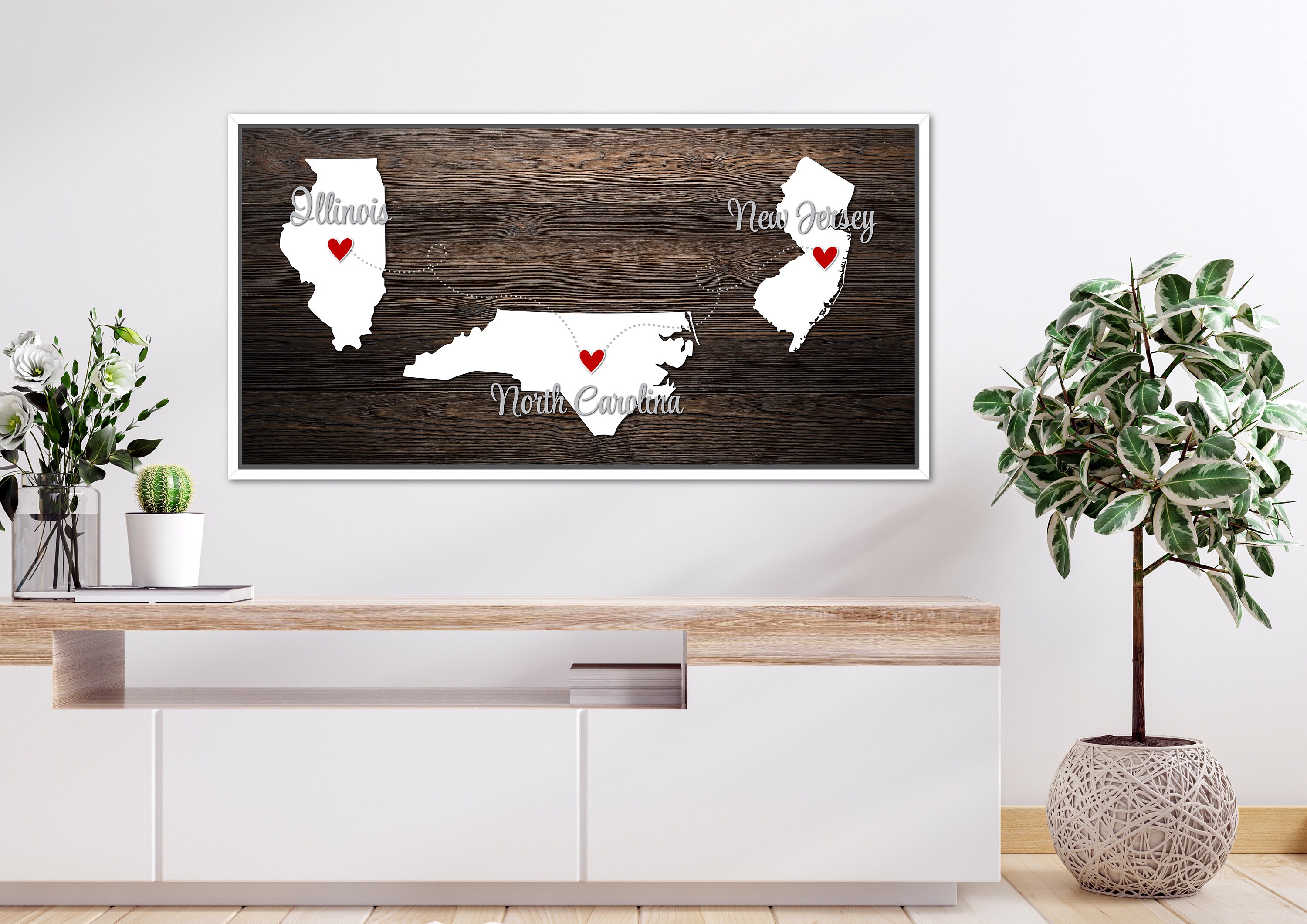 Custom Three State Sign Going Away Gift Personalized State | Etsy