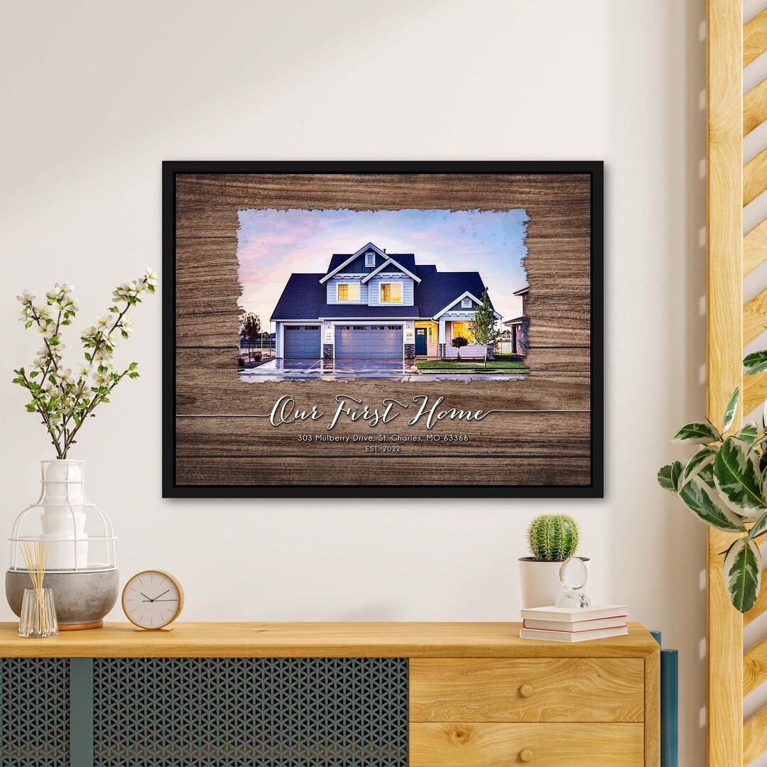 Custom Realtor Closing Gift, Home Photo Gift, Our First Home Sign ...