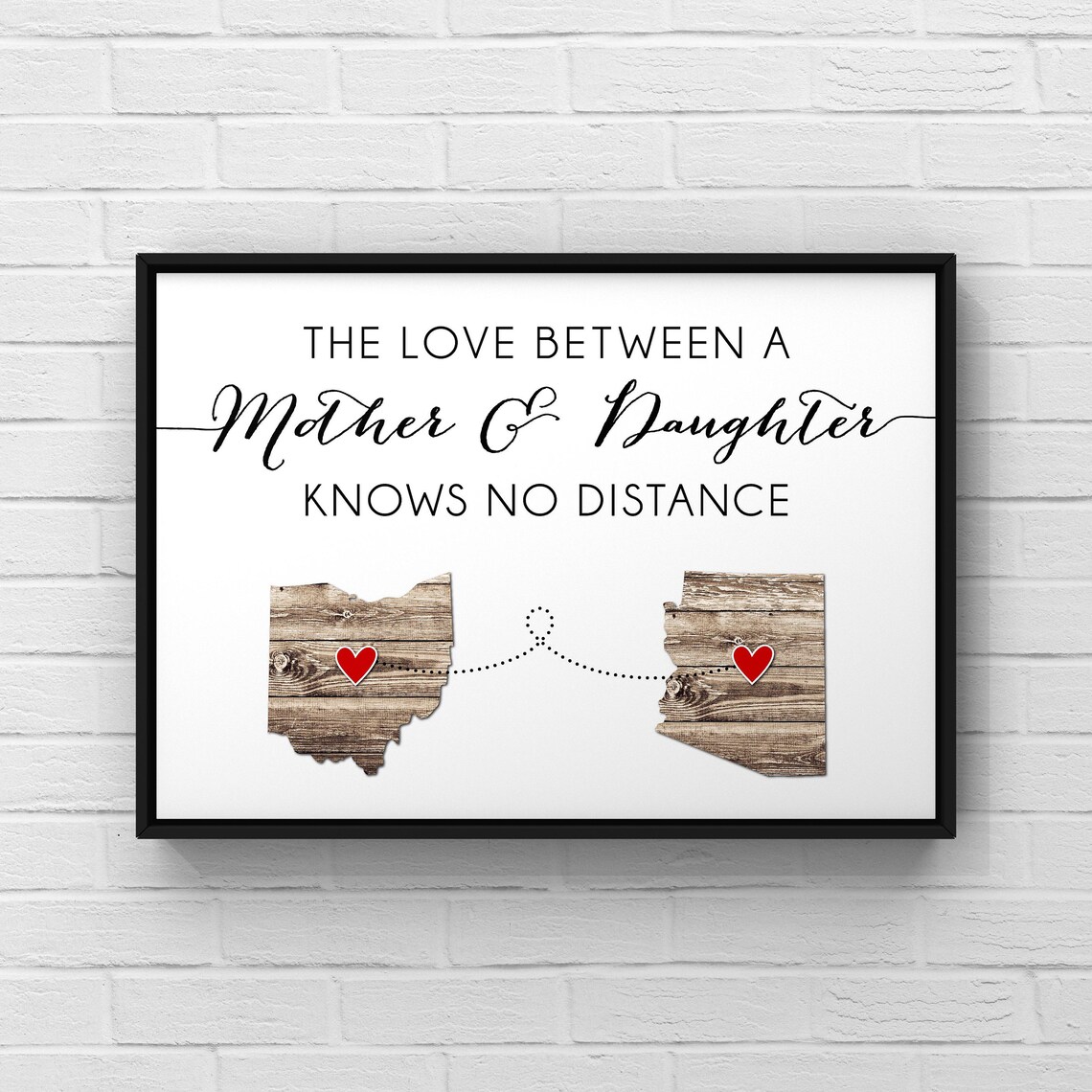 Sentimental Long Distance Mother and Daughter Art, Custom Mother's Day ...
