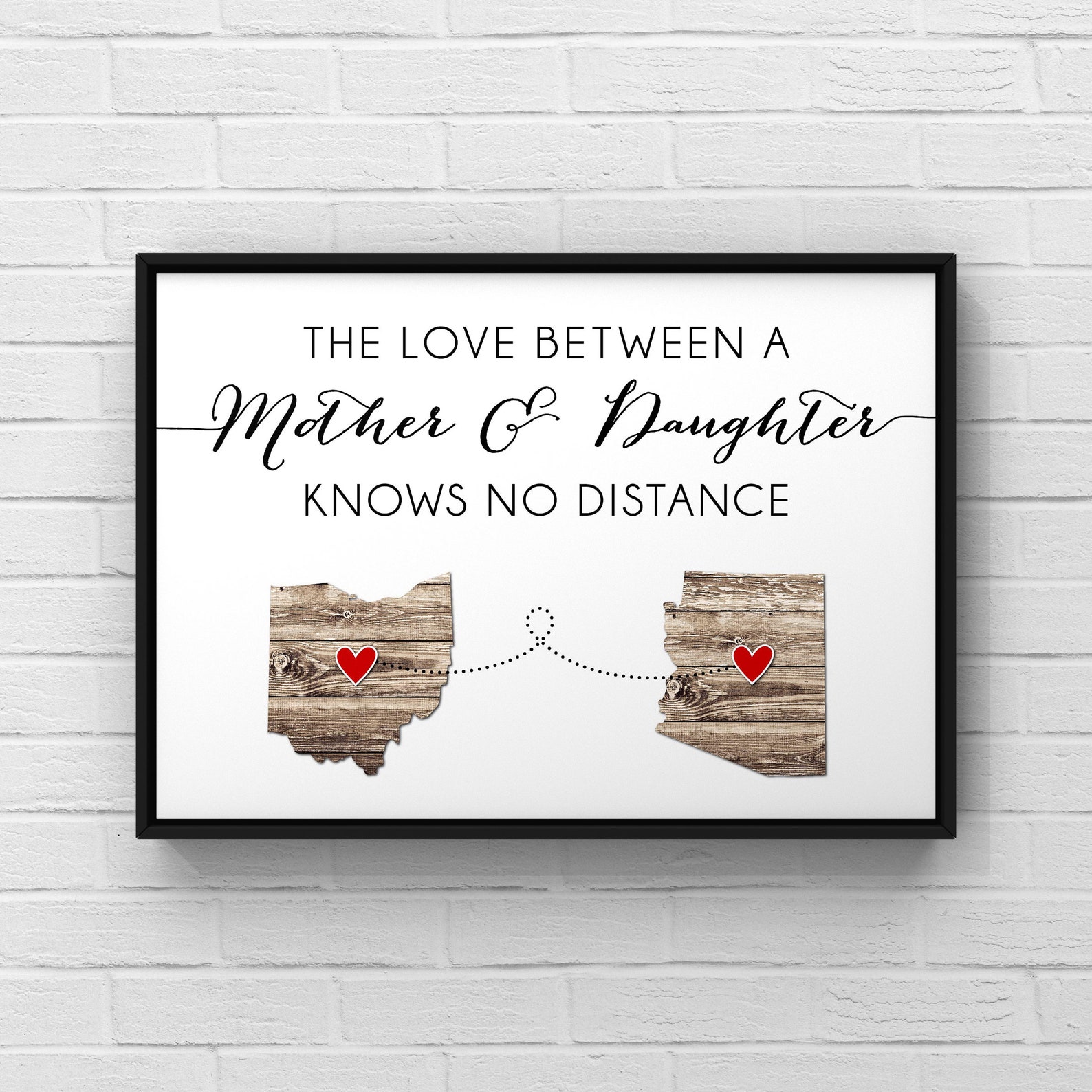 Sentimental Long Distance Mother and Daughter Art, Custom Mother's Day ...