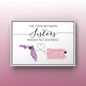 Long Distance Sisters Personalized Gift, Going Away Sign for Family ...