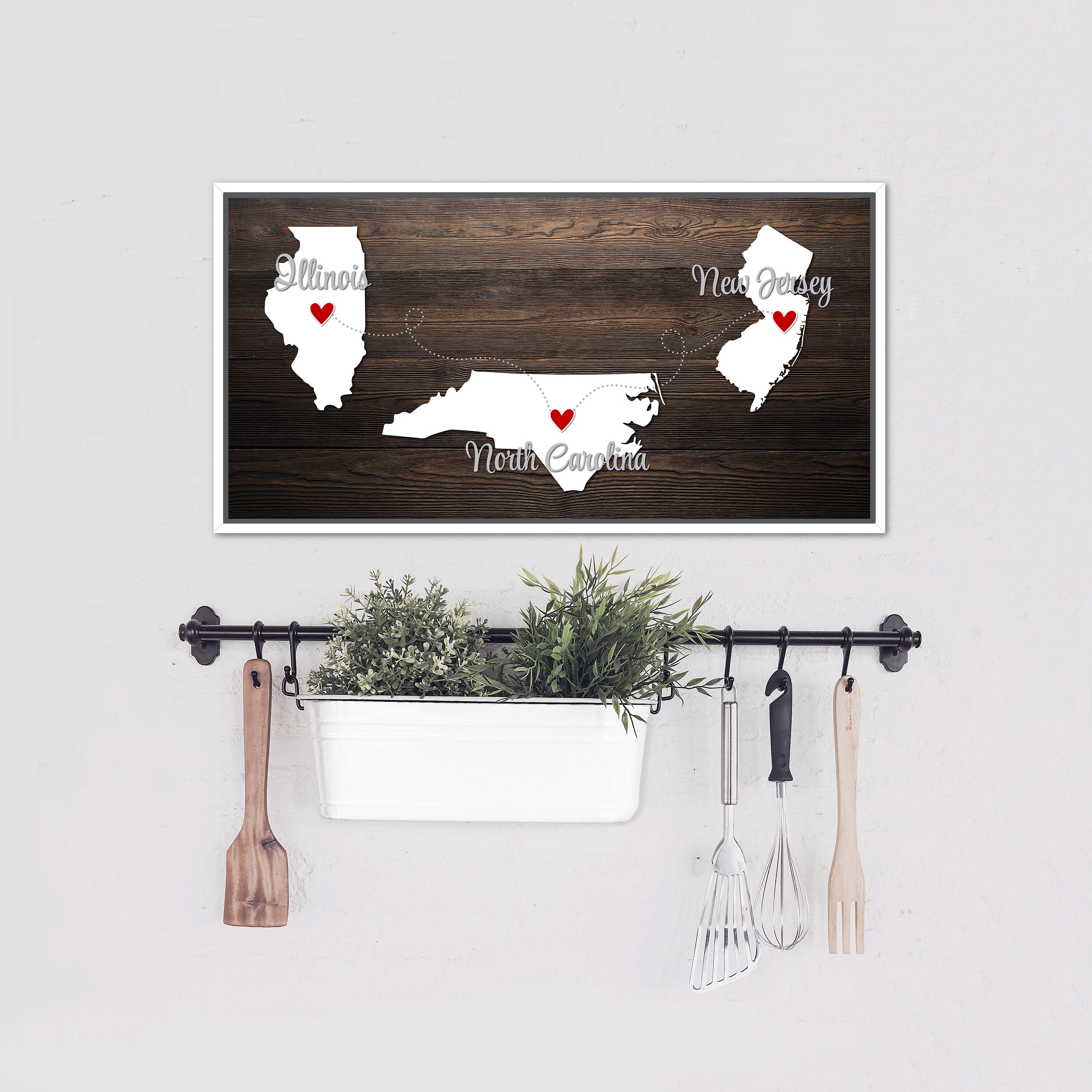 Custom Three State Sign Going Away Gift Personalized State - Etsy