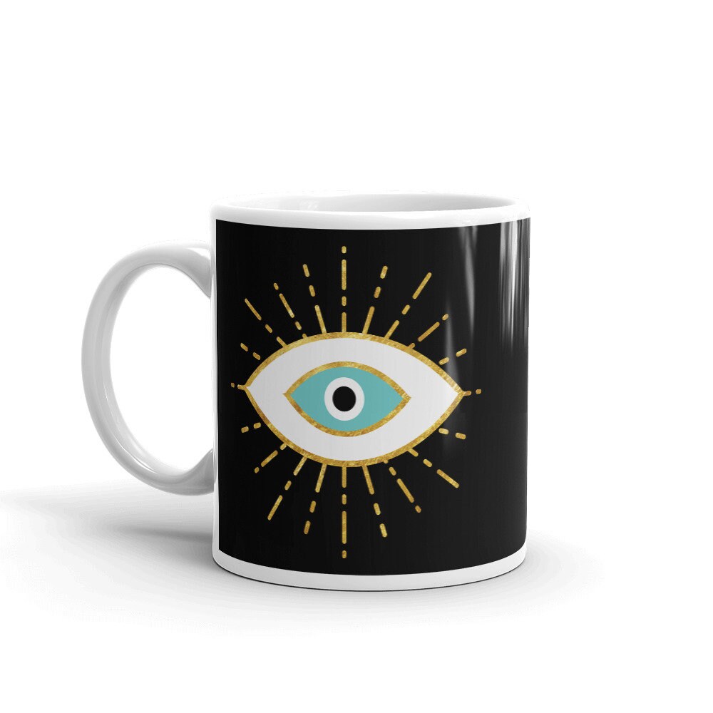 Evil Eye Mug Evil Eye Coffee Mug Gold Evil Eye Coffee Cup | Etsy