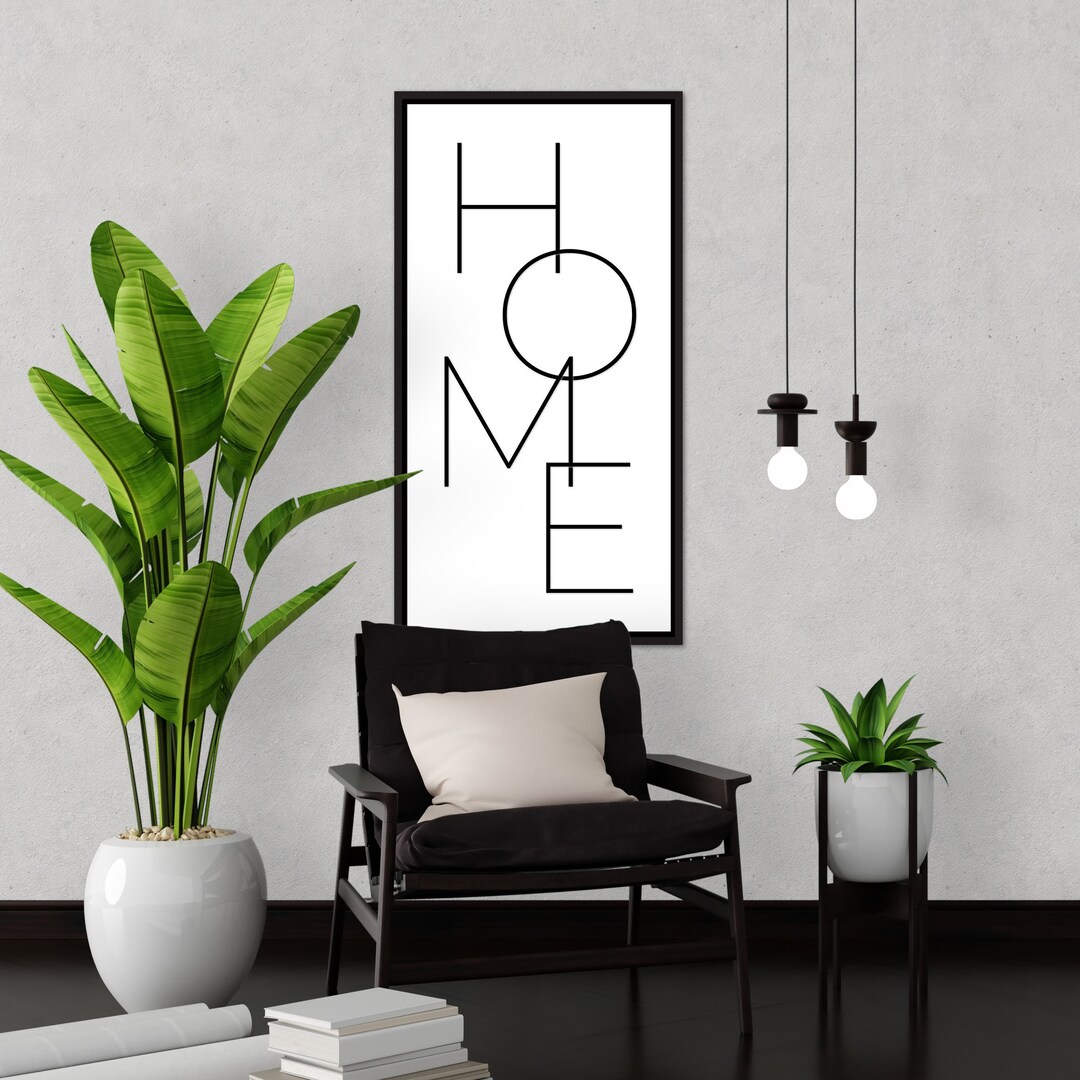 Minimalist 'home' Canvas Wall Art: Modern Family Room Decor - Etsy