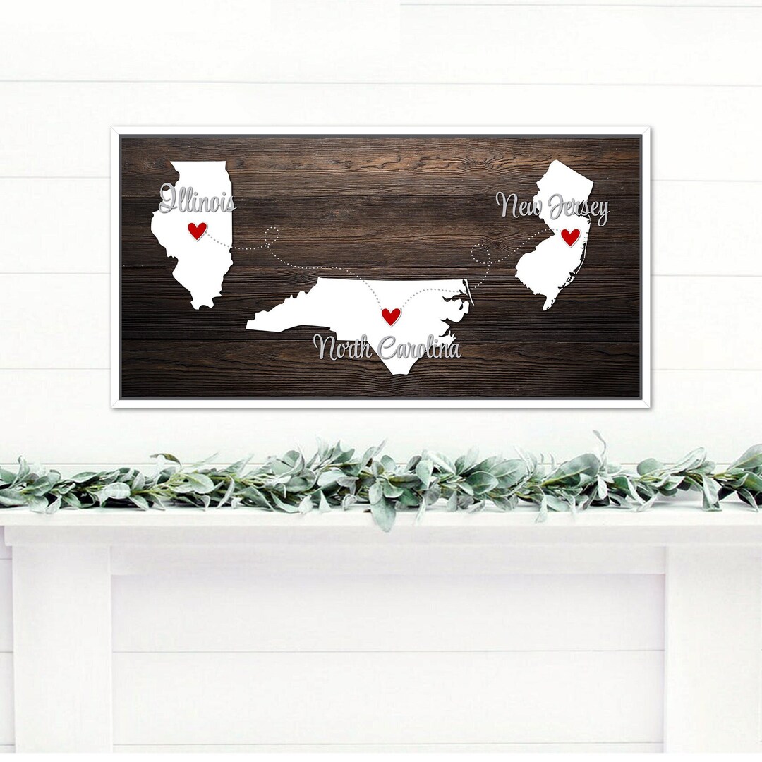Custom Three State Sign, Going Away Gift, Personalized State to State ...