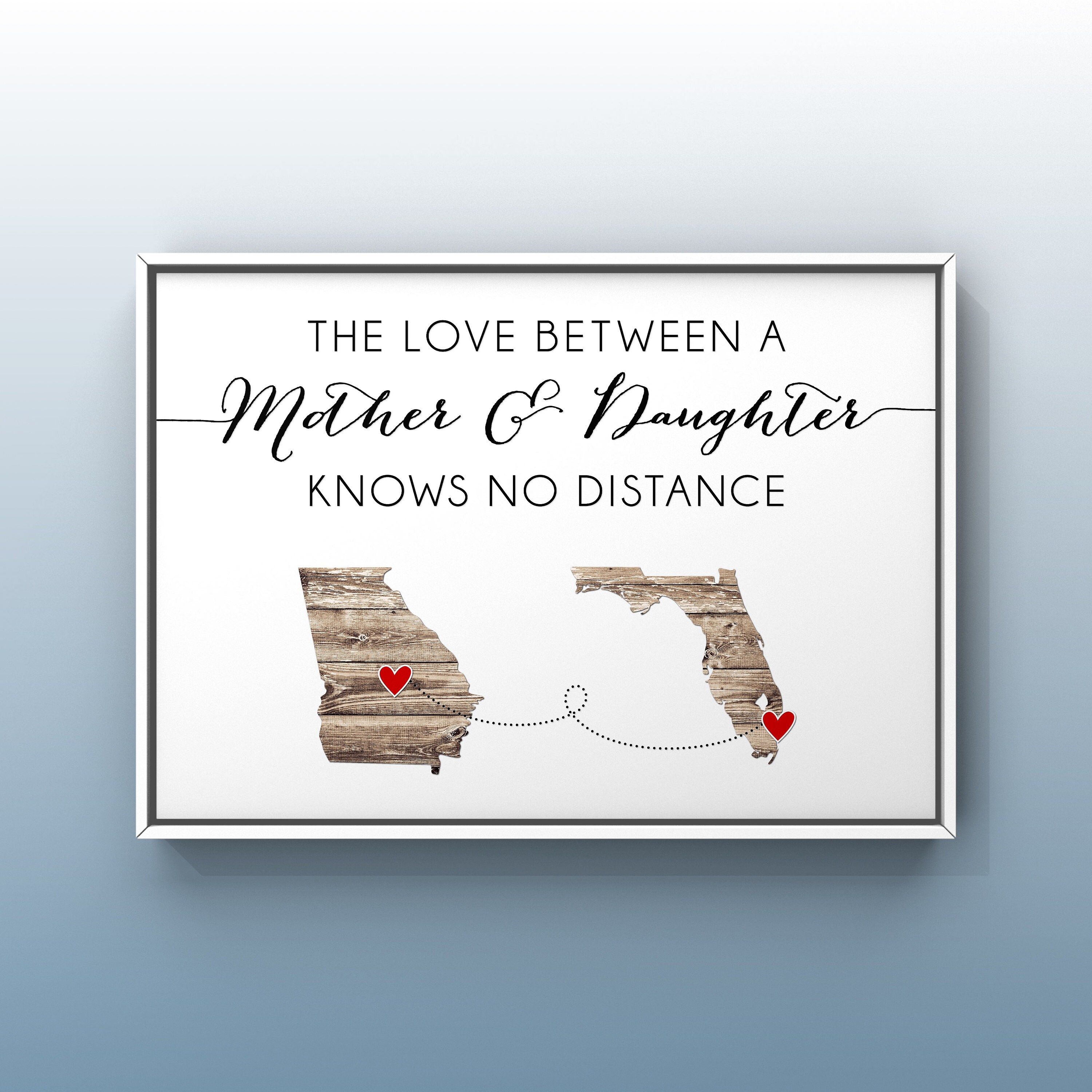 Sentimental Long Distance Mother and Daughter Art, Custom Mother's Day ...