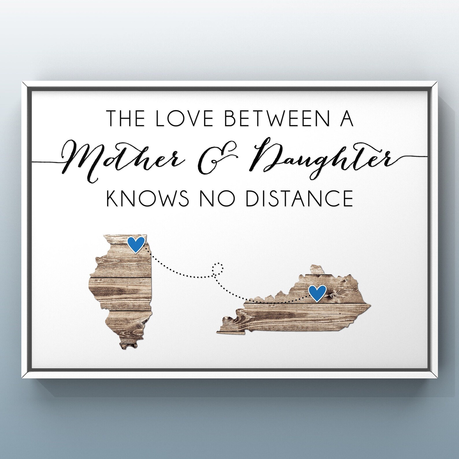 Sentimental Long Distance Mother and Daughter Art, Custom Mother's Day ...