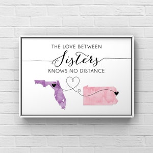 Long Distance Sisters Personalized Gift, Going Away Sign for Family ...