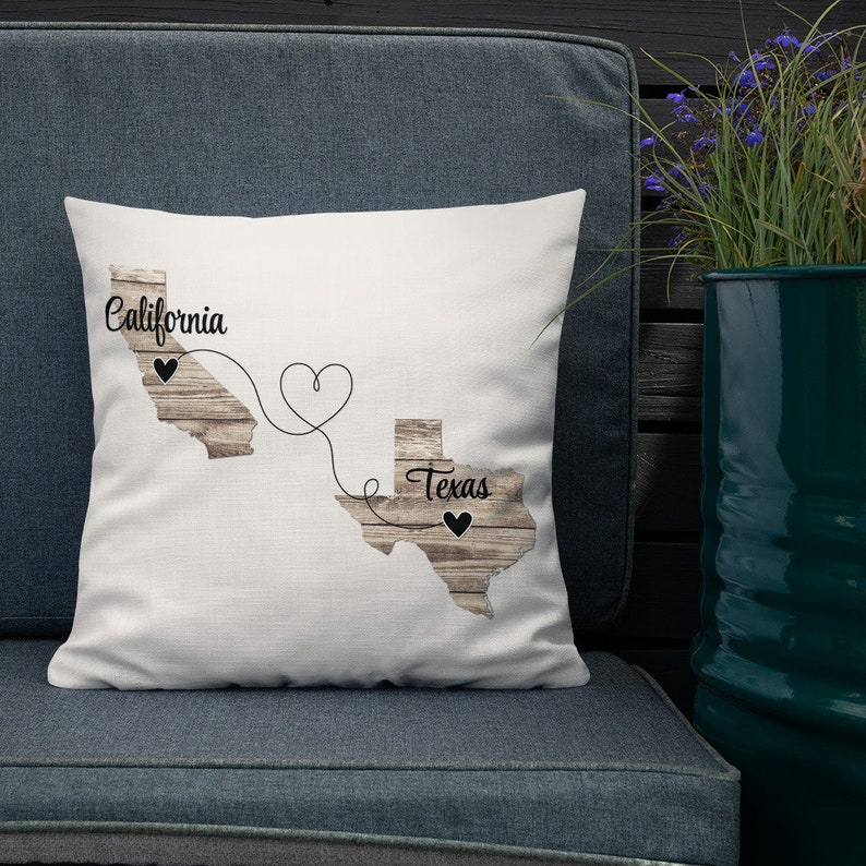 Long Distance Pillow Custom States Pillow Moving Away Gift - Etsy