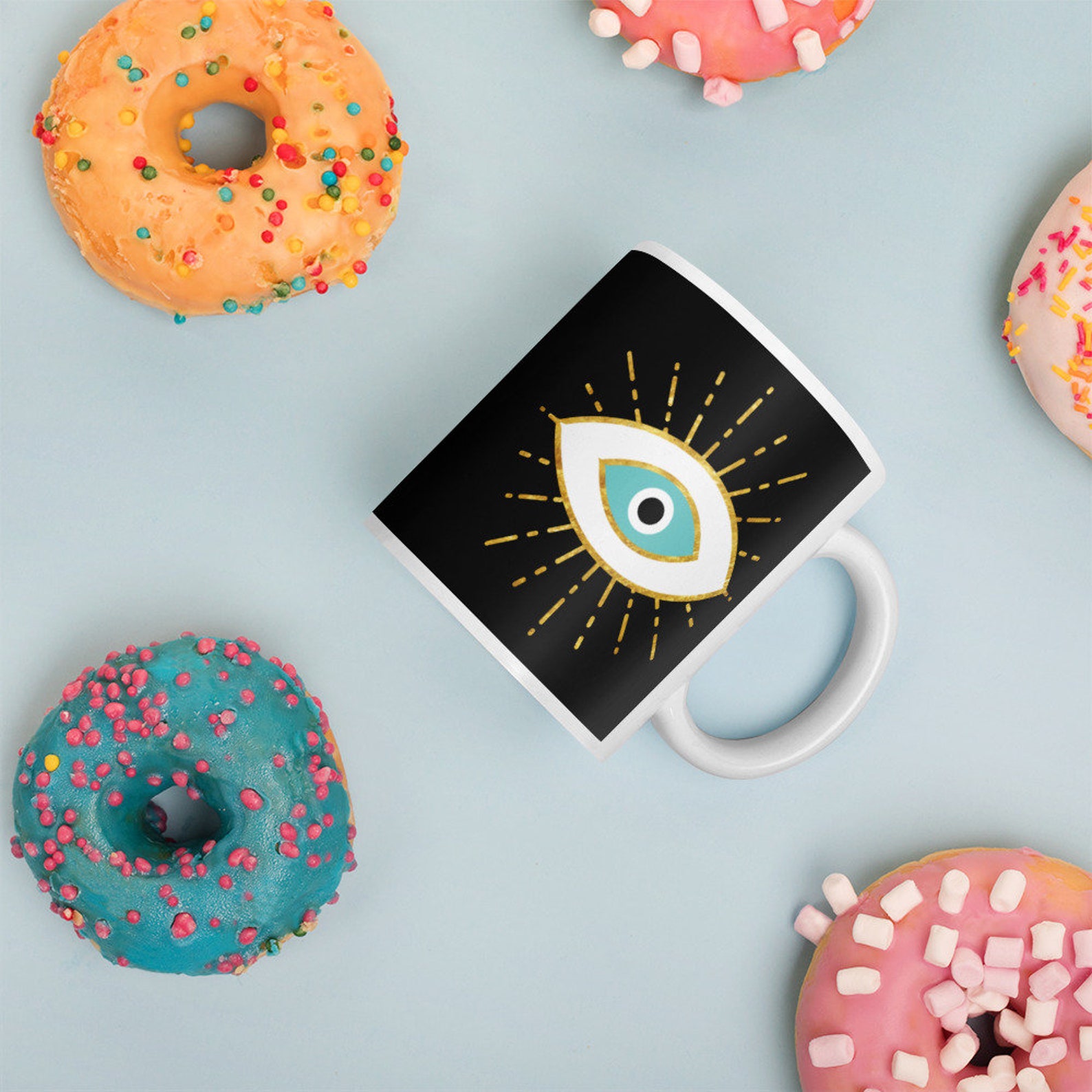 Evil Eye Mug Evil Eye Coffee Mug Gold Evil Eye Coffee Cup | Etsy