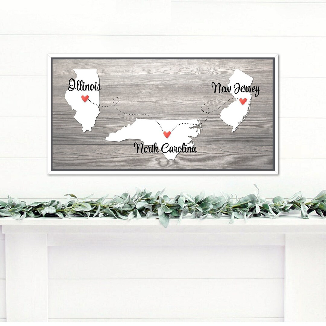 Three State Sign, Custom Going Away Gift, Personalized State to State ...