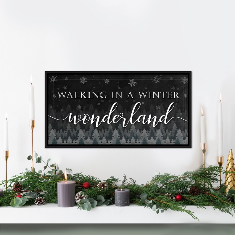 Walking in A Winter Wonderland Sign, Christmas Wall Decor, Modern Wood ...