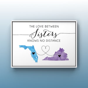 Long Distance Sisters Personalized Gift, Going Away Sign for Family ...