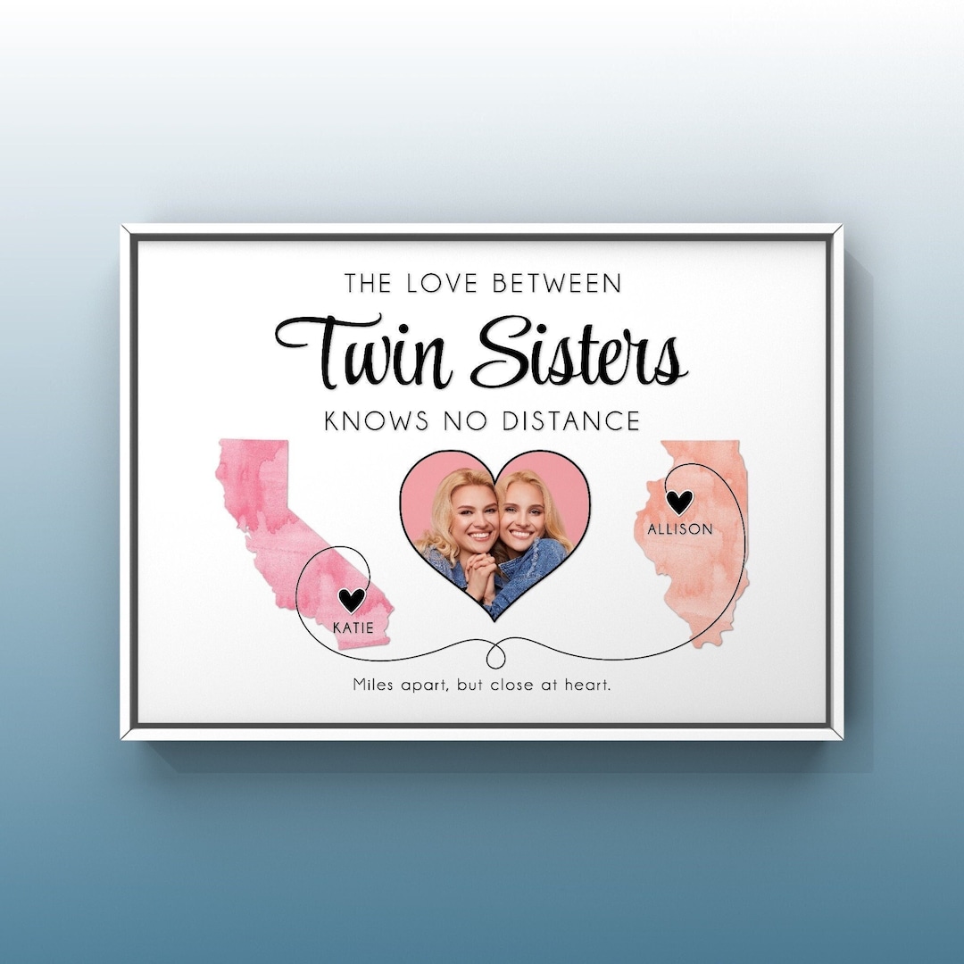 Twin Sisters Long Distance Gift, Personalized Moving Away Gift, Custom ...