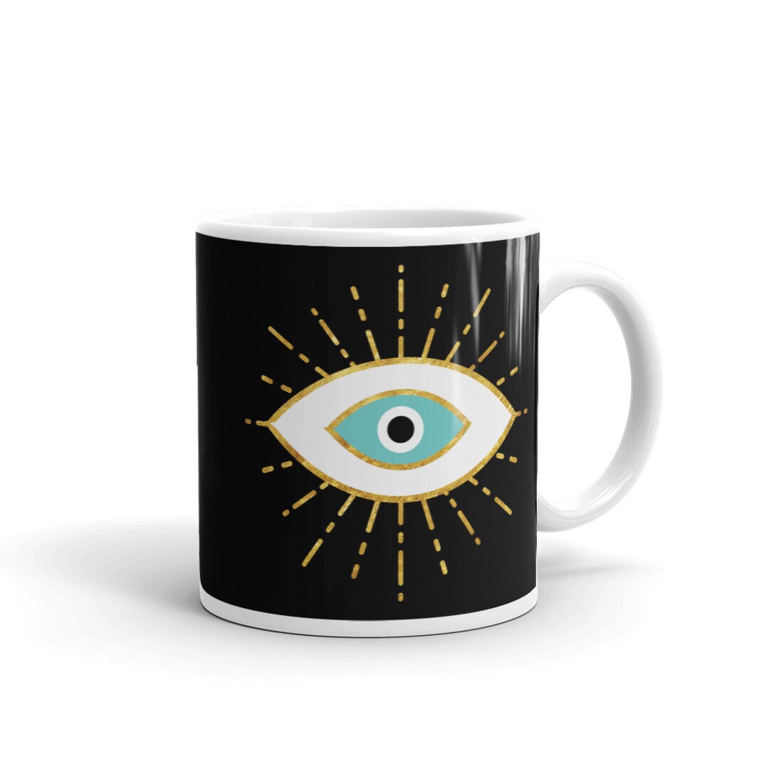 Evil Eye Mug Evil Eye Coffee Mug Gold Evil Eye Coffee Cup - Etsy