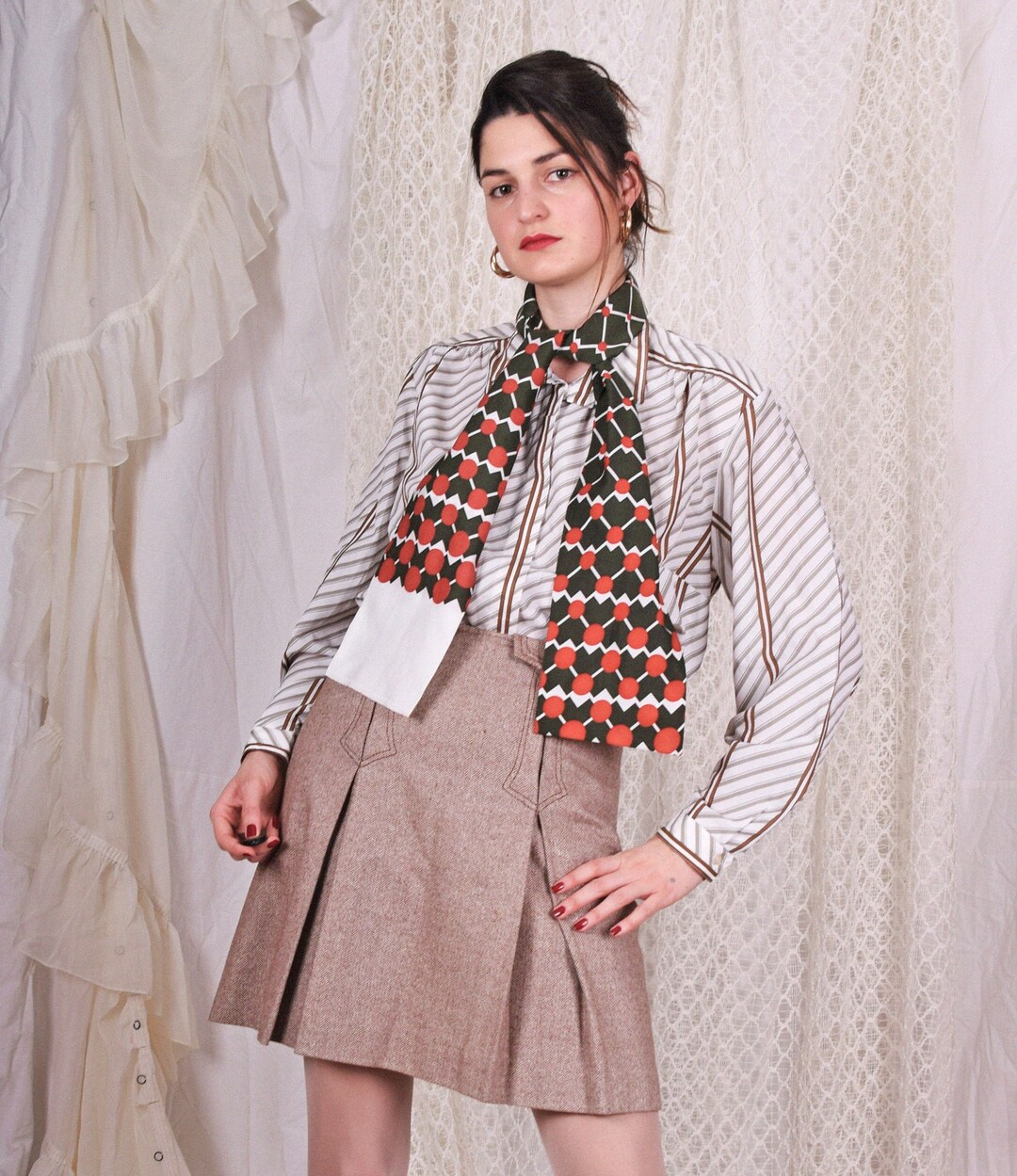 Vintage 60s 70s Long Geometric Print Scarf 100% Polyester - Etsy