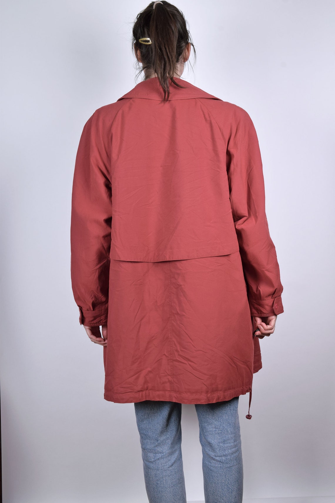 90s Red Parka Jacket With Watercolor Lining Retro Jacket Vintage 1990s ...