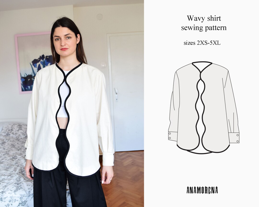 WAVY SHIRT Digital Sewing Pattern, Digital Pdf Pattern, Size 2xs-5xl ...