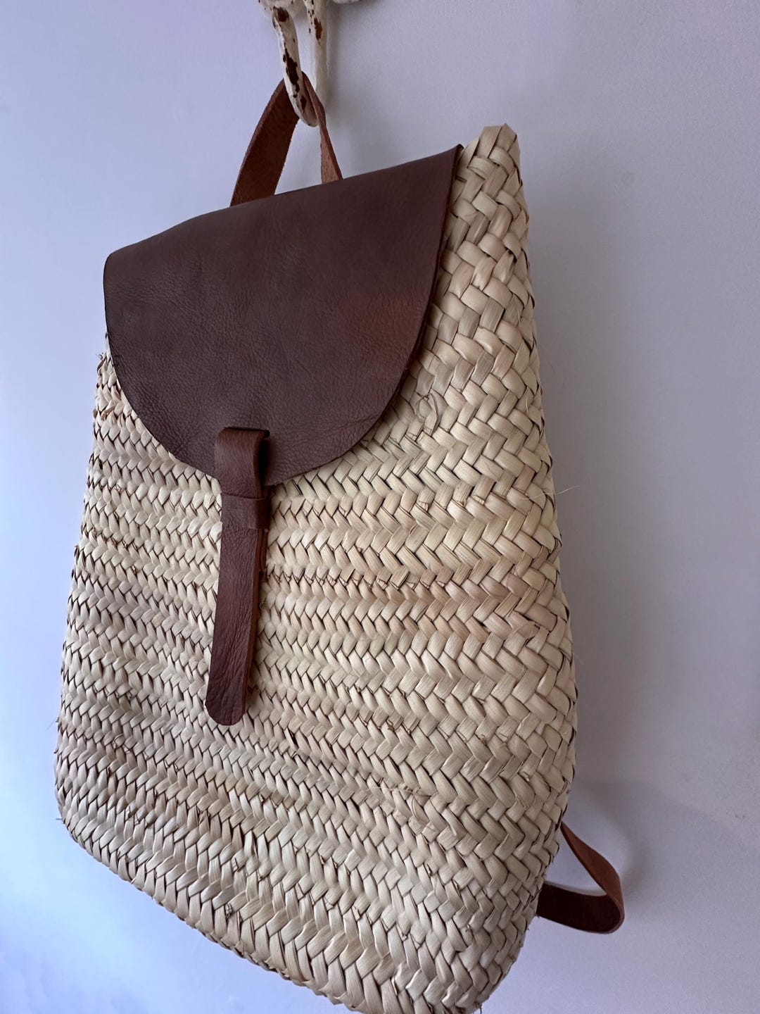 Moroccan Basket Backpack With Leather Straps - Etsy