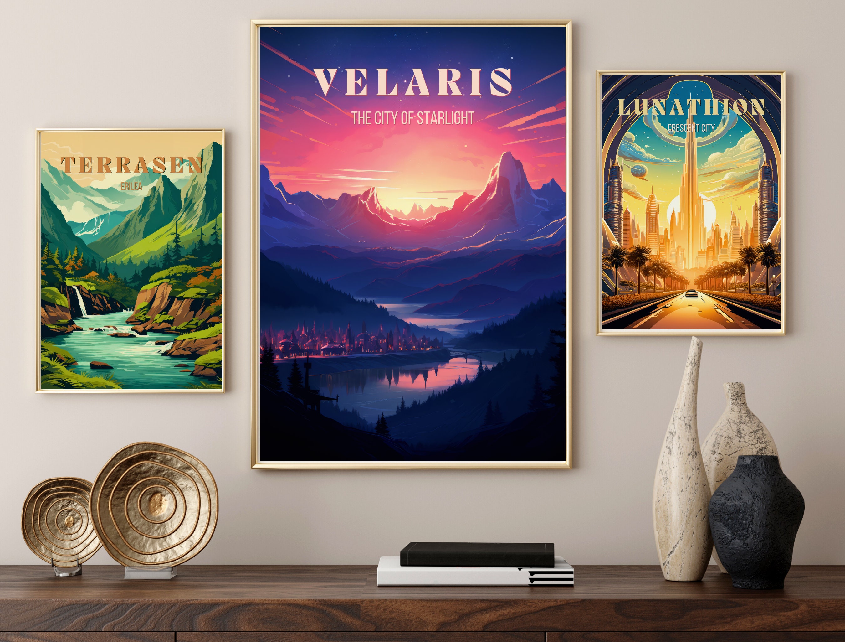 ACOTAR Druck 3er Set ACOTAR Poster Velaris Lunathion - Etsy.de