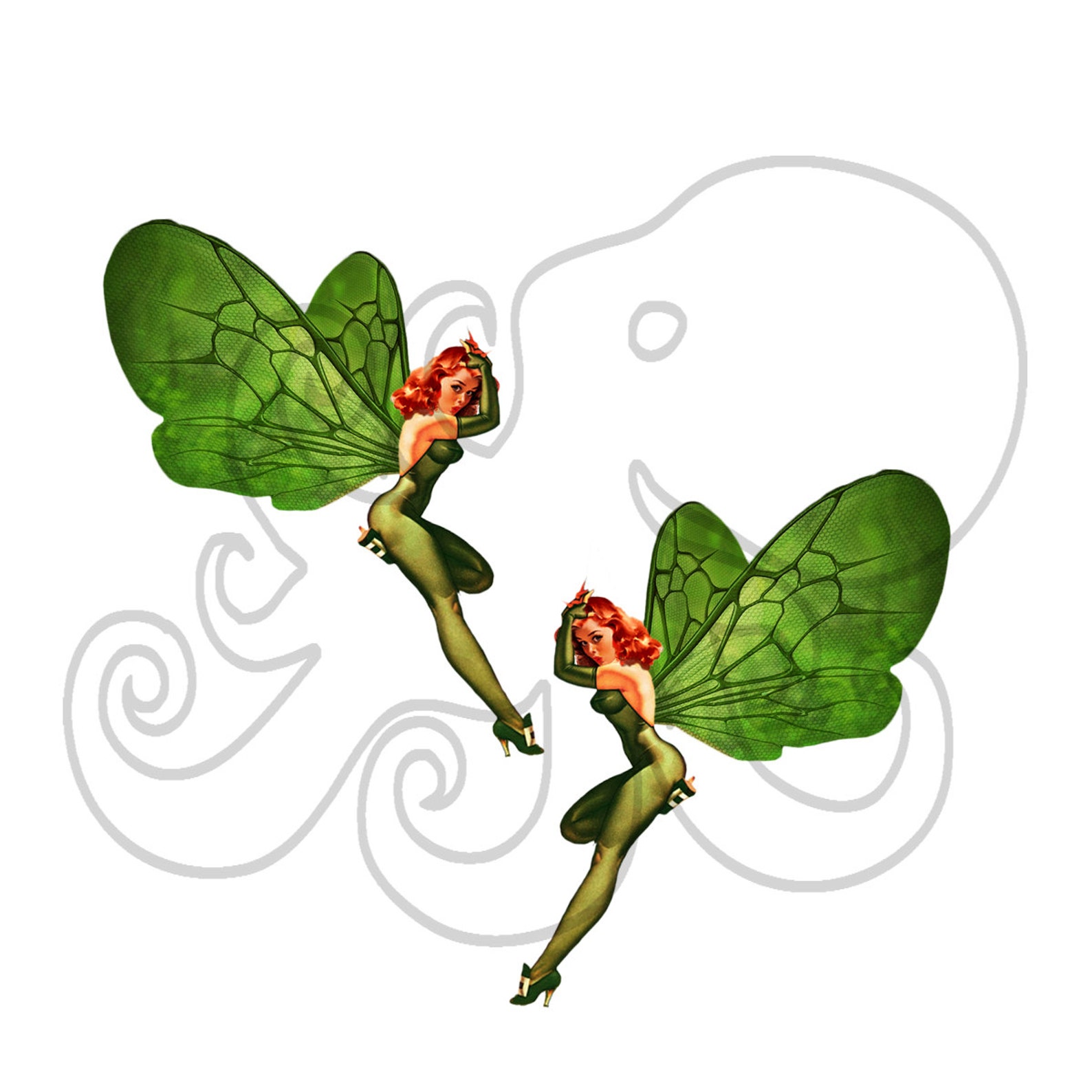 Pin up Clip Art Pin up Fairy Retro 50's Pin up Vintage Fairy Pin up DIY ...