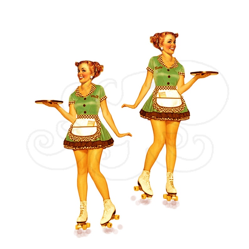 Pin Up Clip Art Pin Up Waitress Retro 50s Pin Up Girl Waitress Pin Up